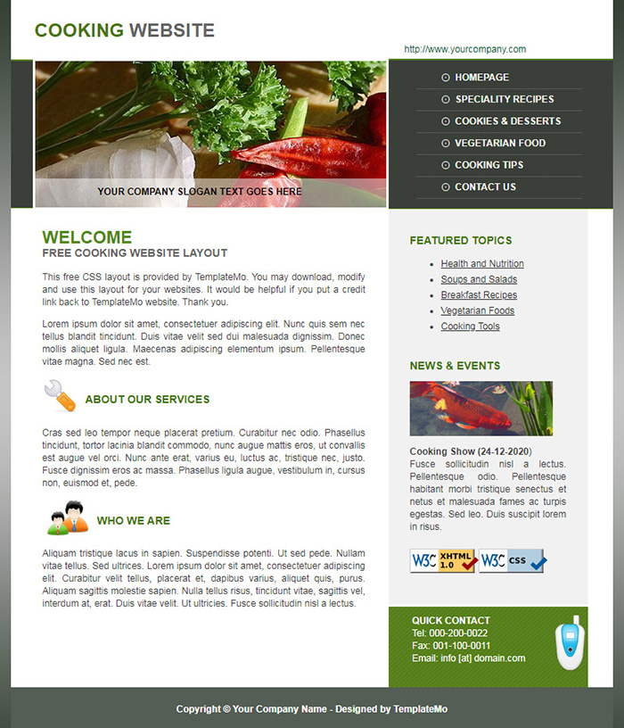 Free Cooking Website Template Free Website Templates HTML5 CSS 