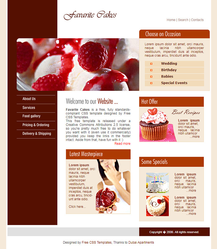 Free Favarite Cakes Website Template - Free Website Templates, HTML5 ...