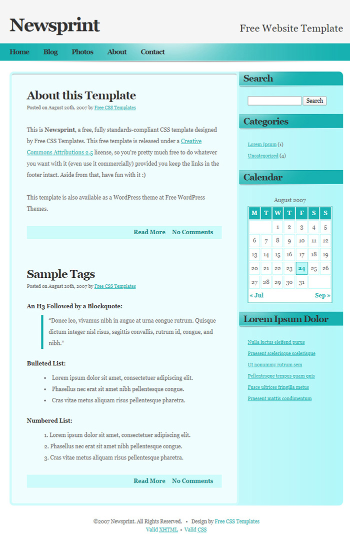 Free Newsprint Website Template - Free Website Templates, HTML5 & CSS ...