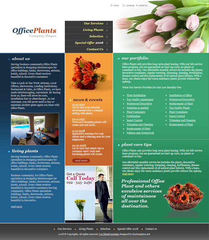 Free Office Plants Website Template - Free Website Templates, HTML5 ...
