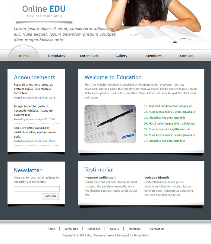 Free Online EDU Website Template - Free Website Templates, HTML5 & CSS ...