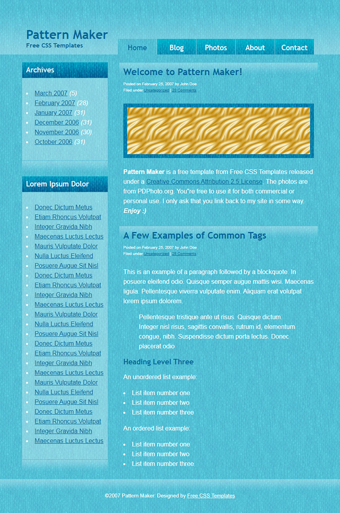 Free Pattern Maker Website Template - Free Website Templates, HTML5 ...