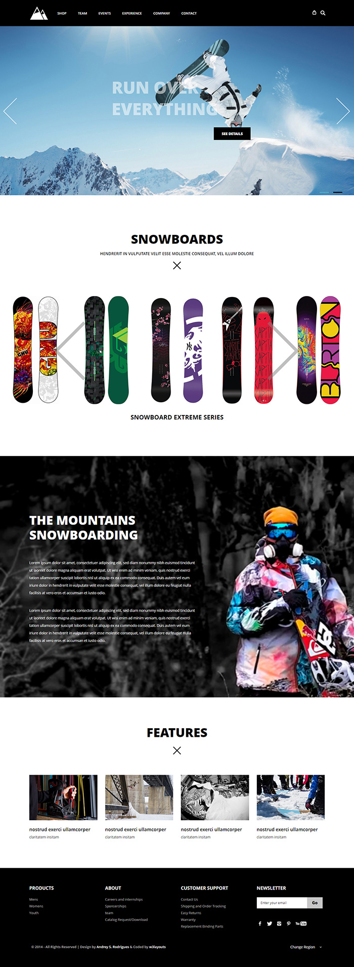 Free Snowboarding Website Template - Free Website Templates, HTML5 ...